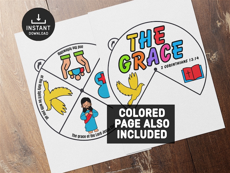 The Grace Prayer Coloring Wheel, Bible Activity, Kids Bible Lesson ...