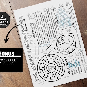 The Great Commission, Bible Activity, Sunday Activities, Bible Placemat ...