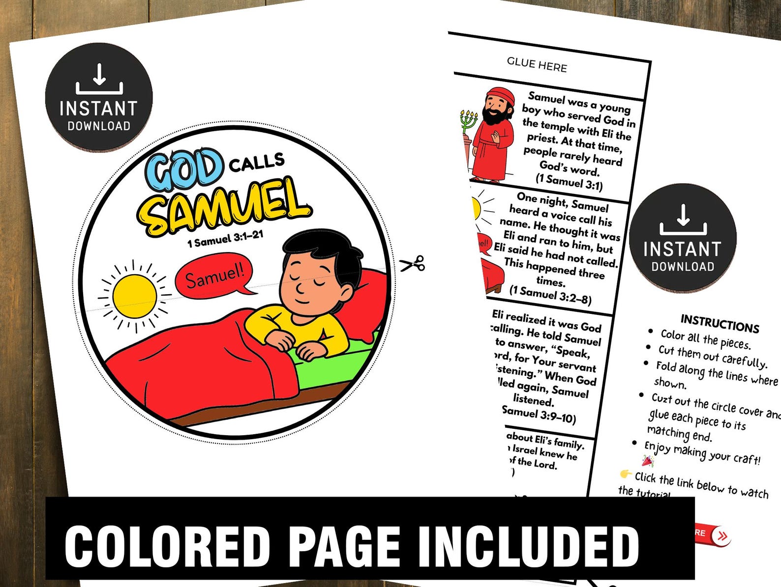 God Calls Samuel Folding Surprise Bible Story Craft, Bible Lesson ...