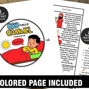 God Calls Samuel Folding Surprise Bible Story Craft, Bible Lesson ...