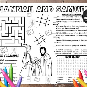 Hannah and Samuel Activity Placemat, Bible Activity, Sunday School ...