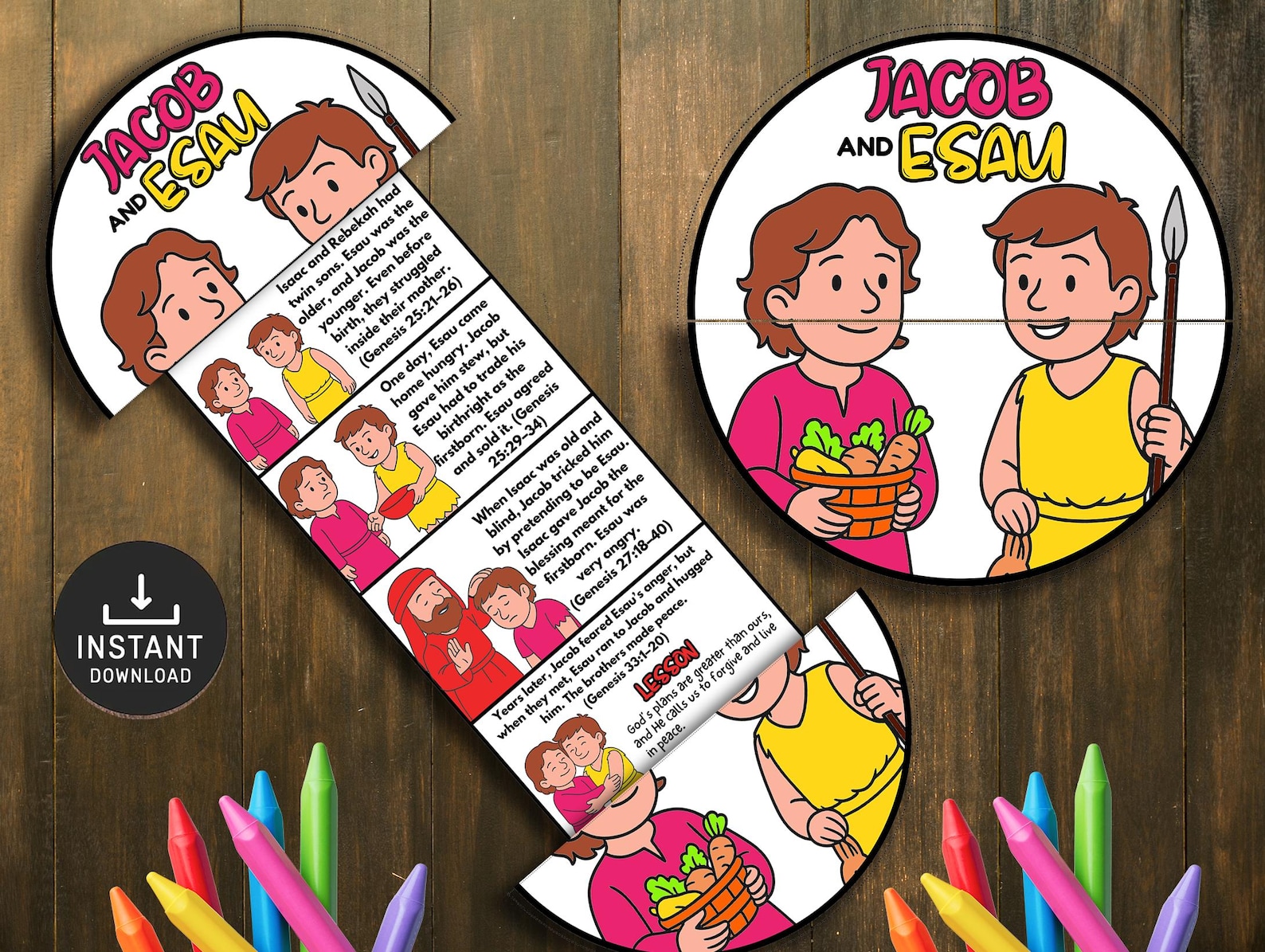 Jacob and Esau Folding Surprise Bible Story Craft, Kids Bible Lesson ...
