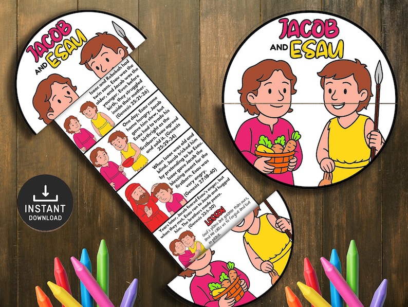 Jacob and Esau Folding Surprise Bible Story Craft, Kids Bible Lesson ...