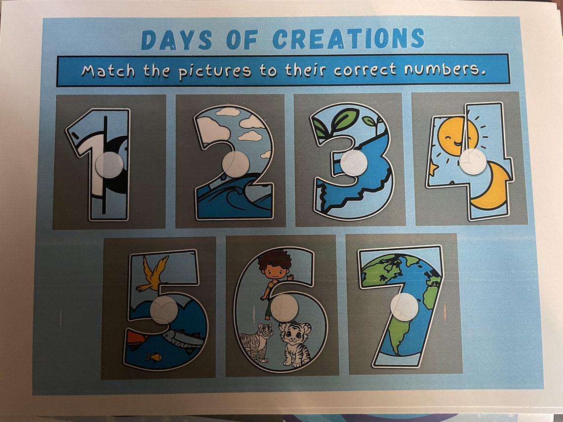 Days of Creation Busy Book, Bible Activity, Bible Lesson, Memory Game ...