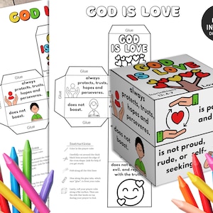 God is Love Coloring Cube, Printable Bible Activity, Watercolor, Kids ...