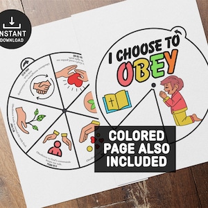 I Choose to Obey Coloring Wheel, Bible Activity, Kids Bible Lesson ...