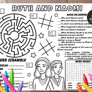 Ruth and Naomi Activity Placemat, Bible Activity, Sunday School, Bible ...