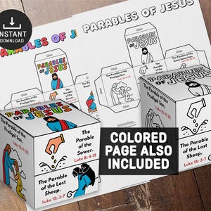 Parables of Jesus Coloring Cube, Printable Bible Verse Activity, Kids ...