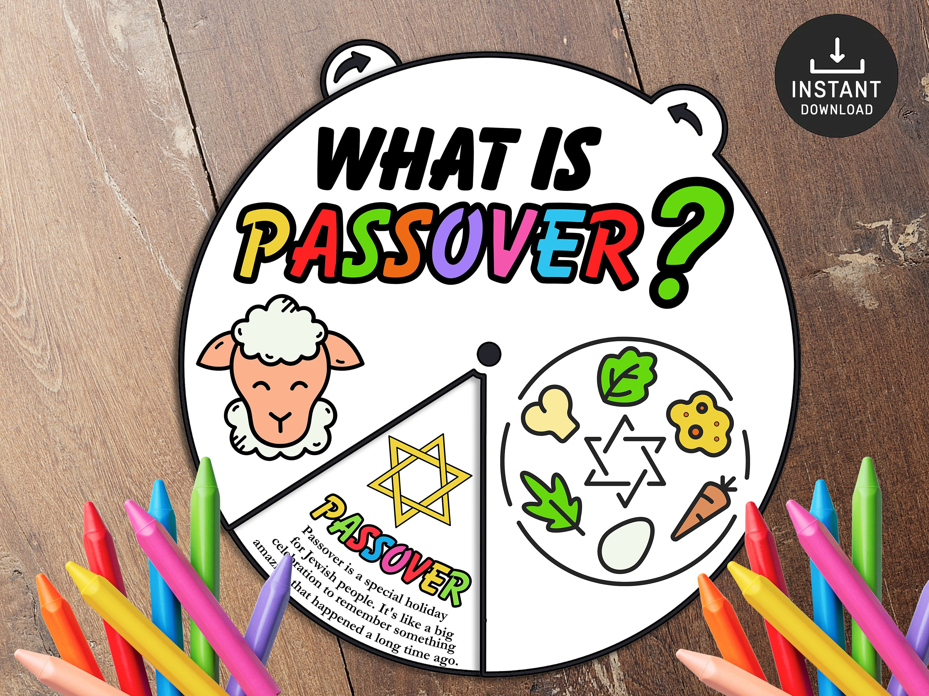 Passover Coloring Wheel, Passover Craft, Passover Activity, Bible ...
