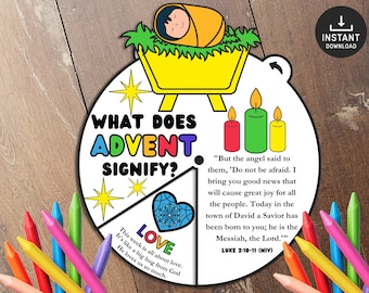 Birth of Jesus Coloring Wheel, Printable Nativity Christmas Activity ...