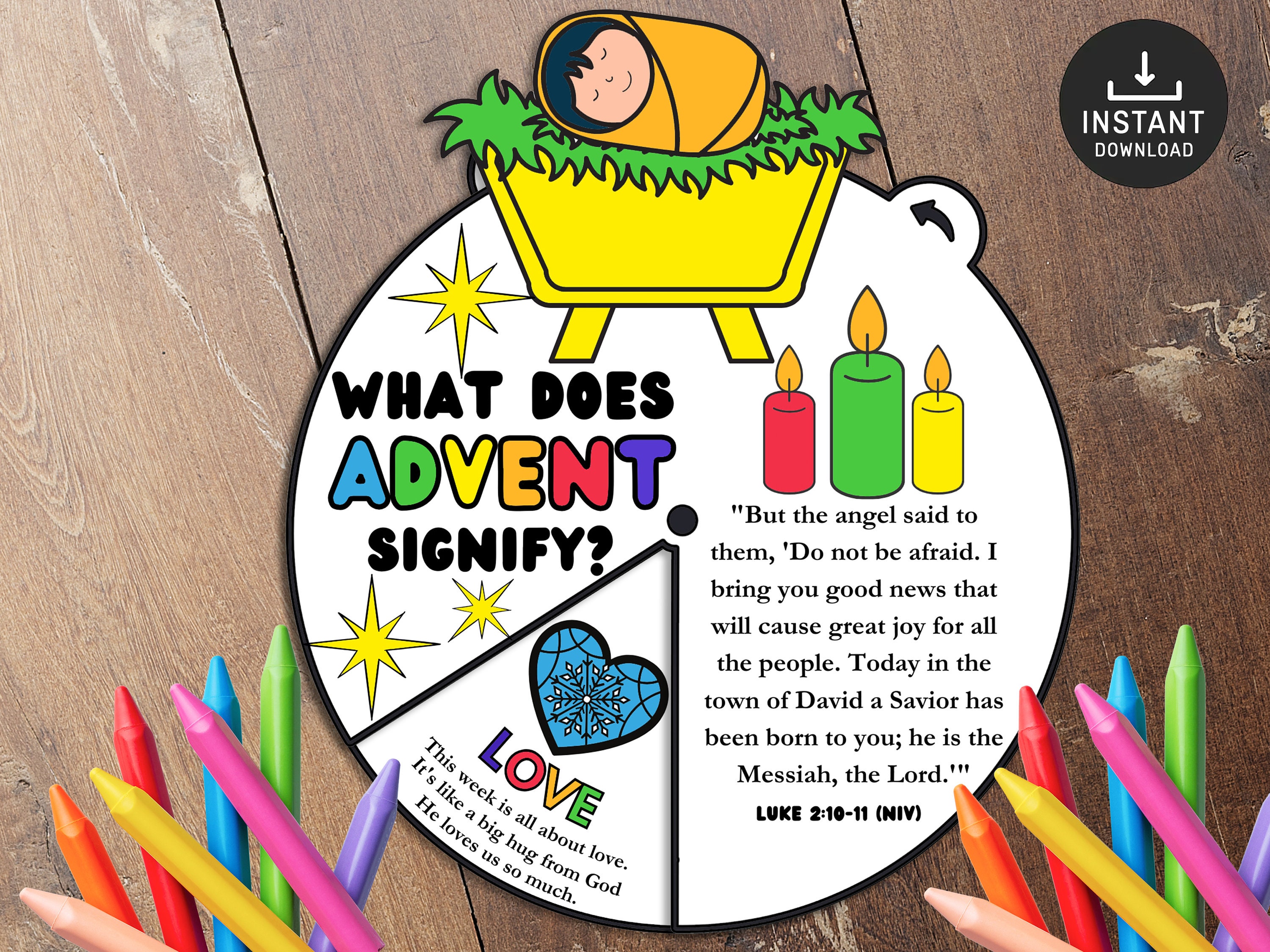 Advent Coloring Wheel, Bible Activity, Kids Bible Lesson, Memory Game ...