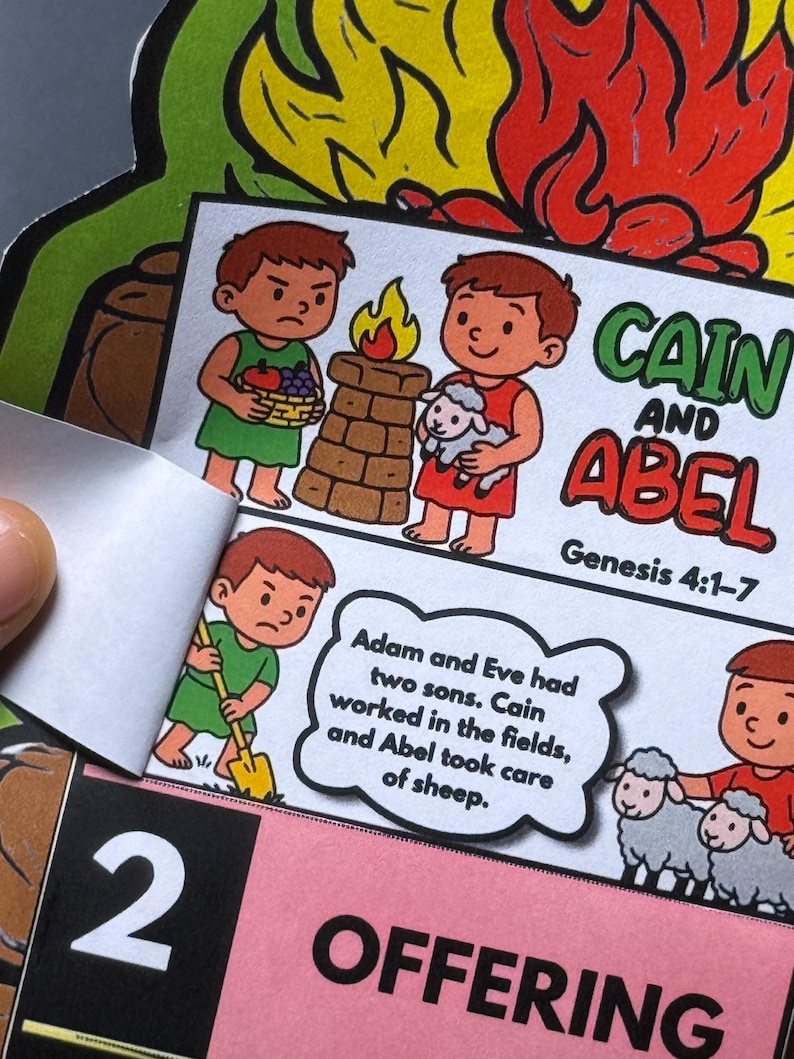 Cain and Abel One Page Flipbook Bible Craft for Kids, Memory Game ...