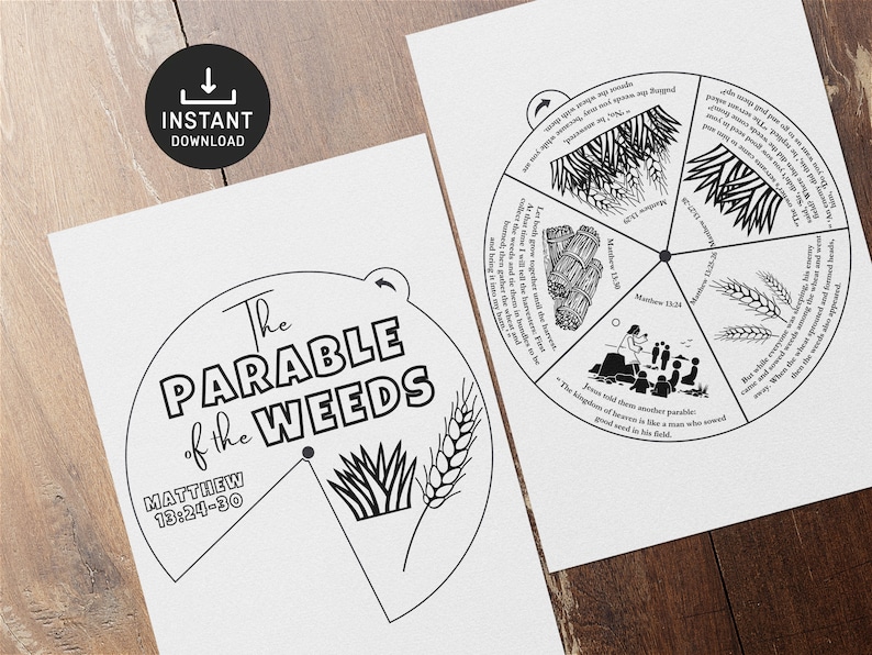 The Parable of the Weeds Coloring Wheel, Printable Bible Activity ...