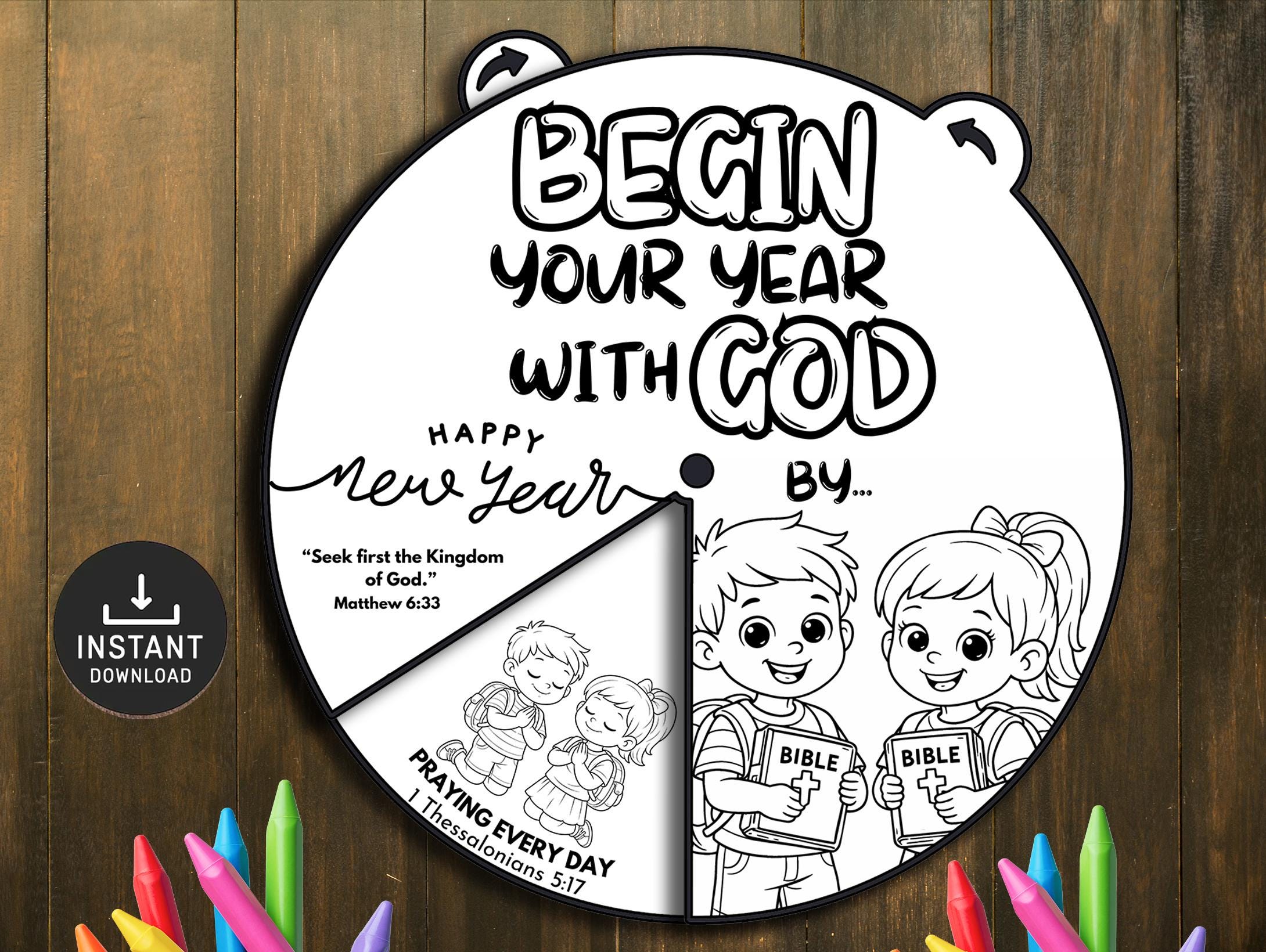 Begin Your Year With God Coloring Wheel, 2026 Craft, Kids Bible Lesson ...