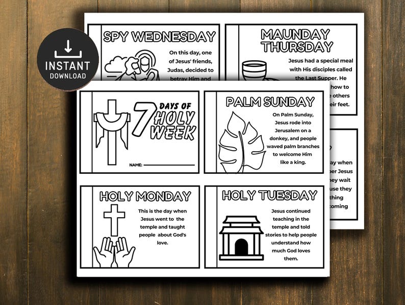 Holy Week Mini Book, Easter Bible Story Sunday School Craft, Holy Week ...