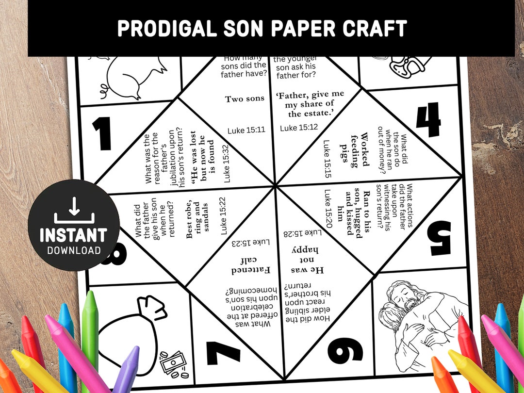 Prodigal Son Bible Story Activity, Sunday School Craft, Parable of ...