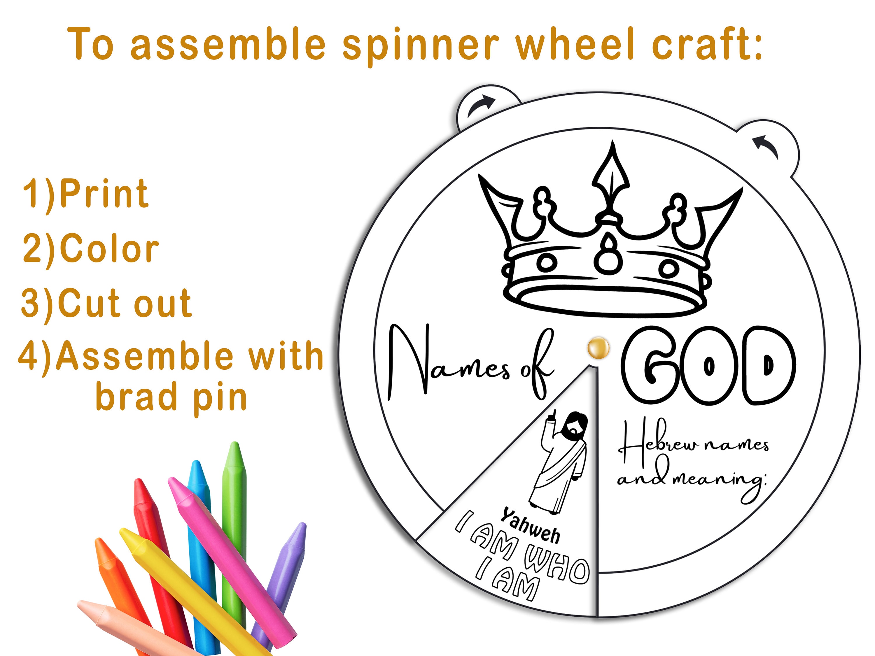 Names of God Coloring Wheel, Hebrew Names, Bible Activity, Bible Lesson ...