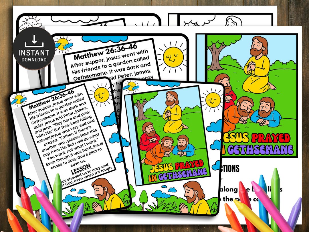 Jesus in the Garden of Gethsemane Bible Story Craft, Memory Game ...