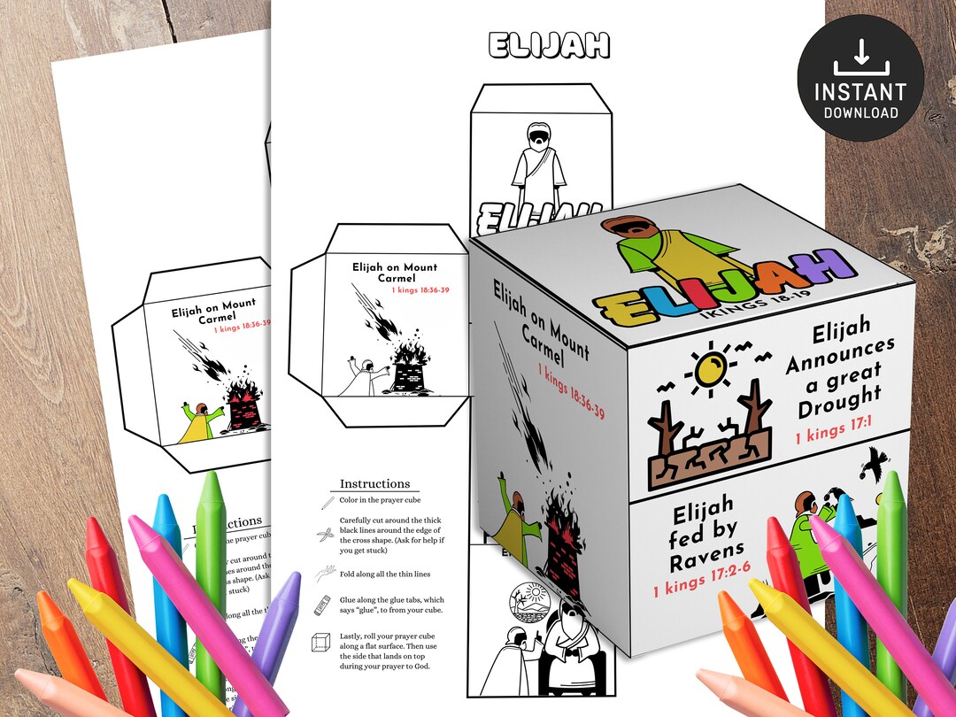 Elijah Coloring Cube, Bible Lesson Kids, Bible Lesson, Sunday School ...
