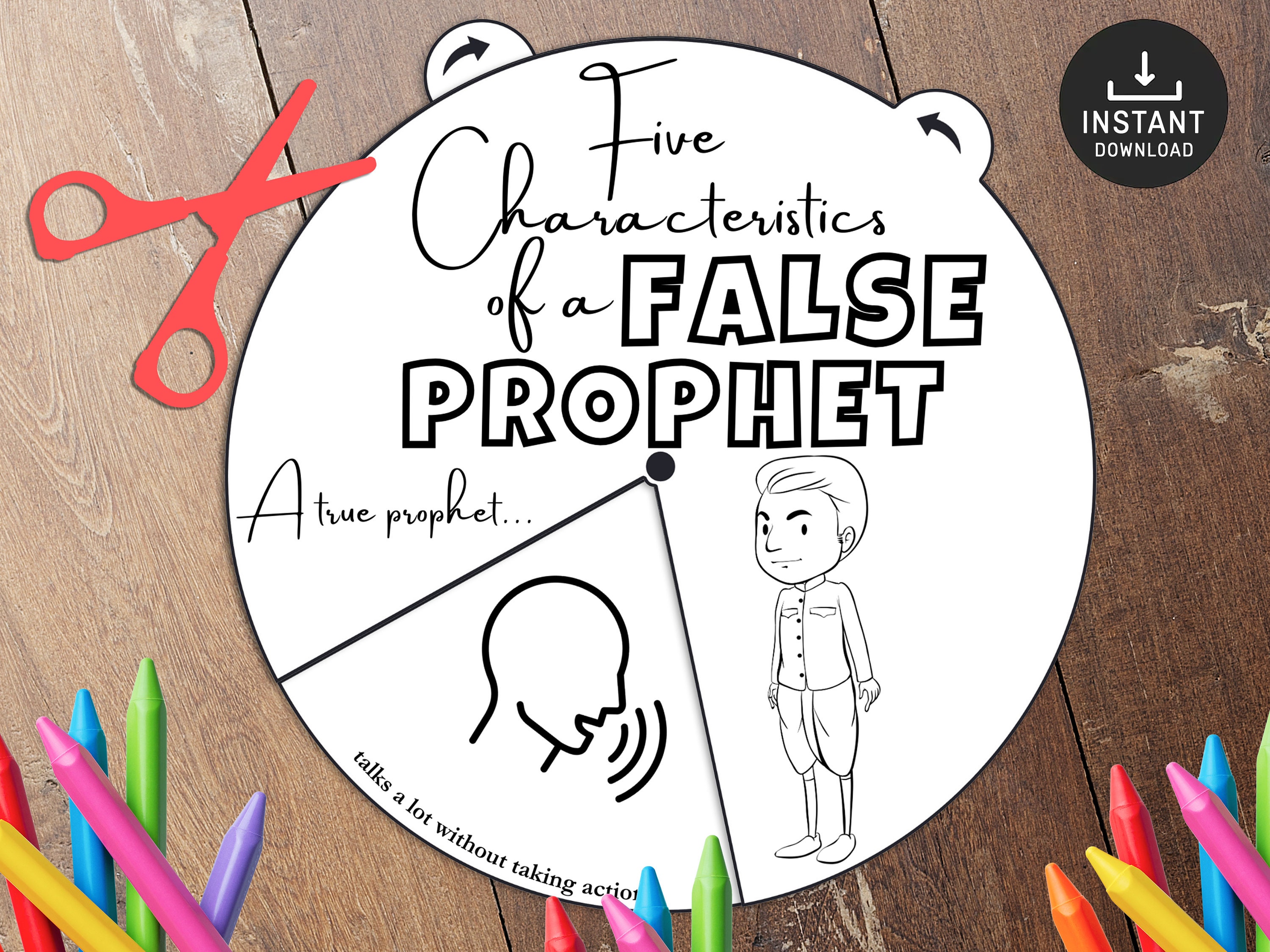 True and False Prophet Coloring Wheel Printable Bible - Etsy