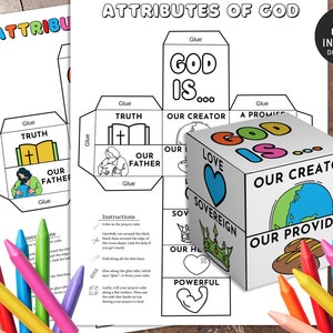Attributes of God Coloring Cube, Names of God, Homeschool Activity ...