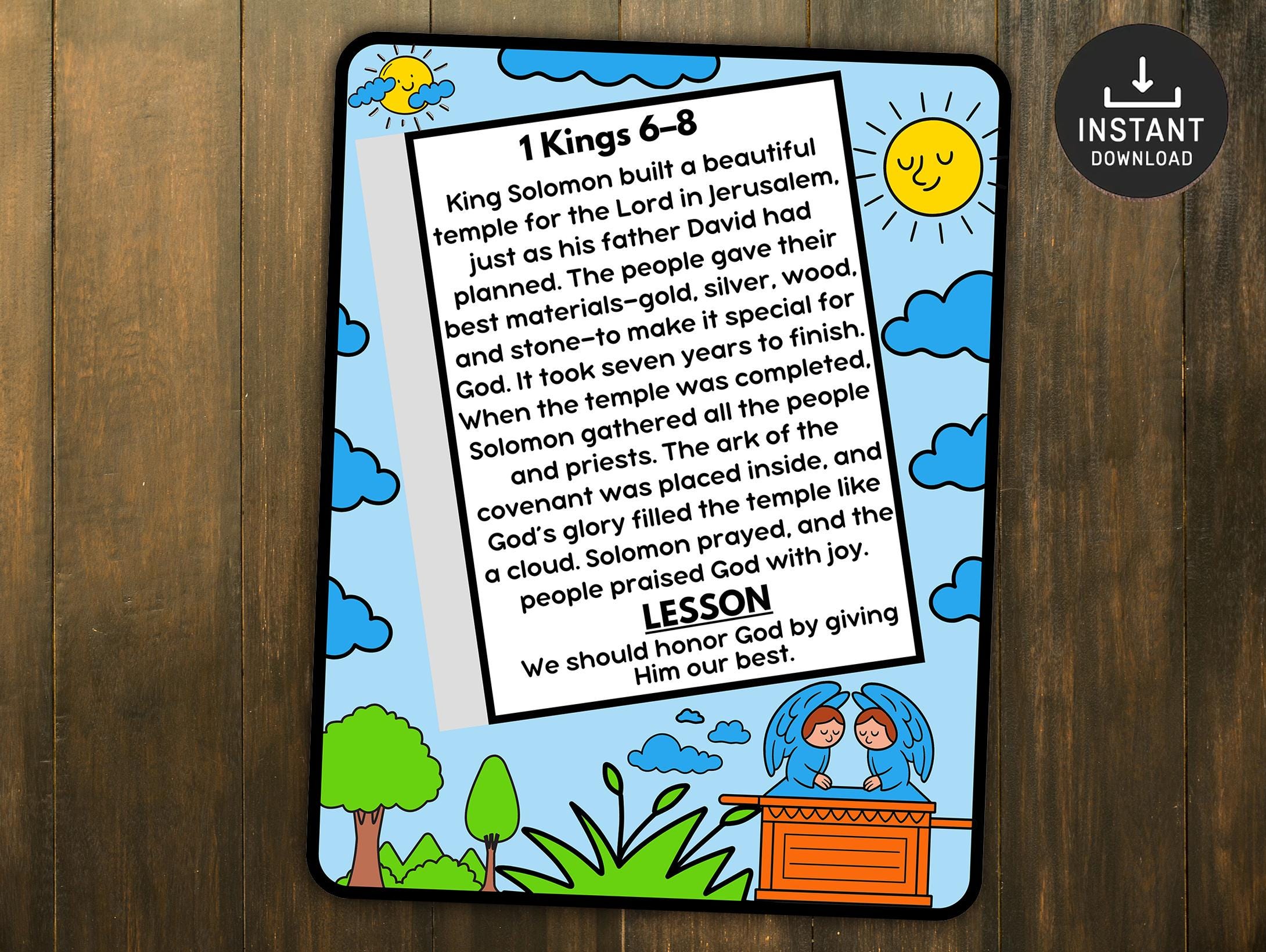 King Solomon Builds the Temple Mini Book, Kids Bible Lesson, Sunday ...