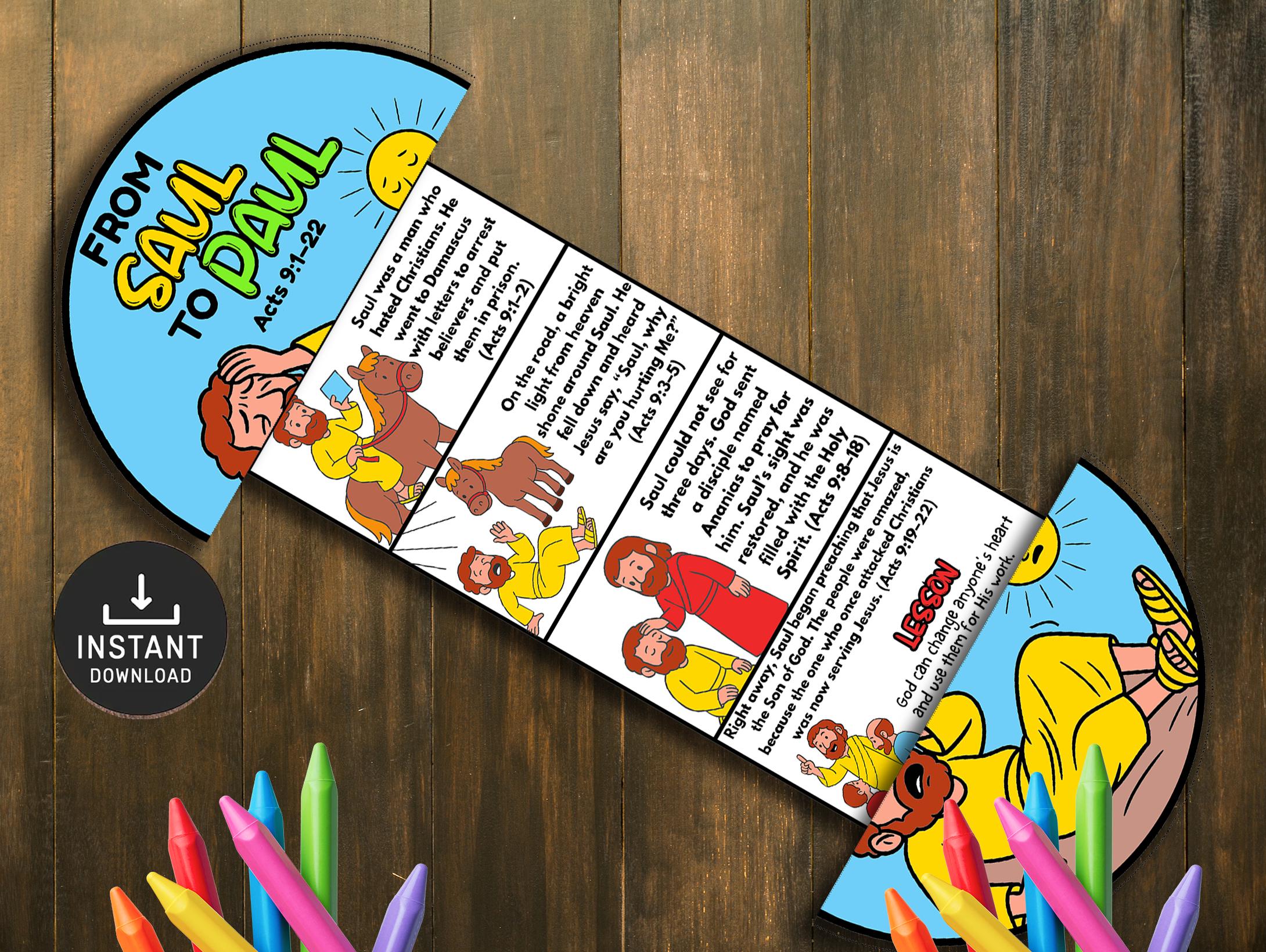 Saul to Paul Folding Surprise Bible Story Craft, Bible Lesson, Sunday ...