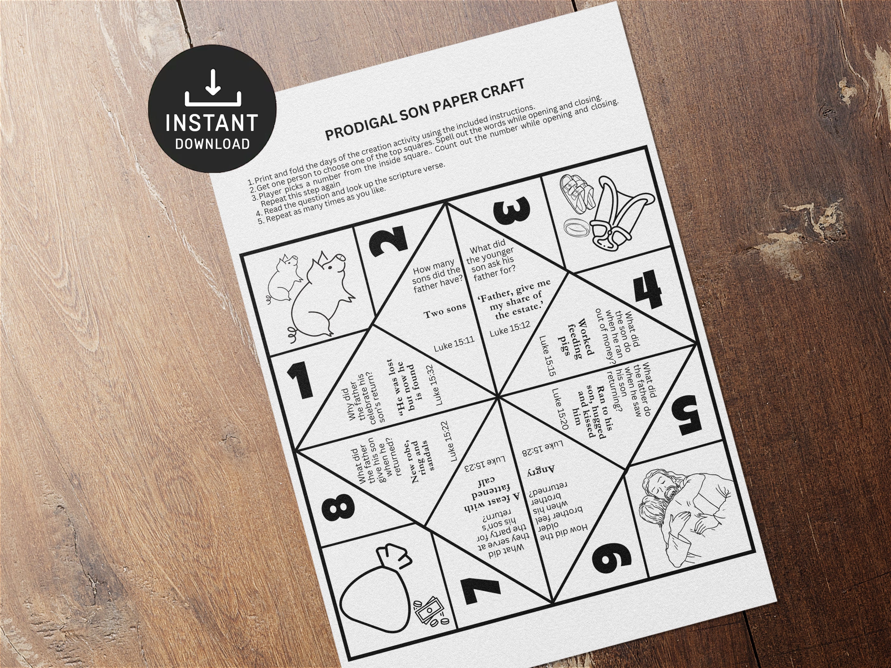 Prodigal Son Bible Story Activity Sunday School Craft - Etsy