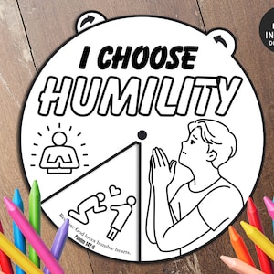 I Choose Humility Coloring Wheel, Printable Bible Activity, Kids Bible ...