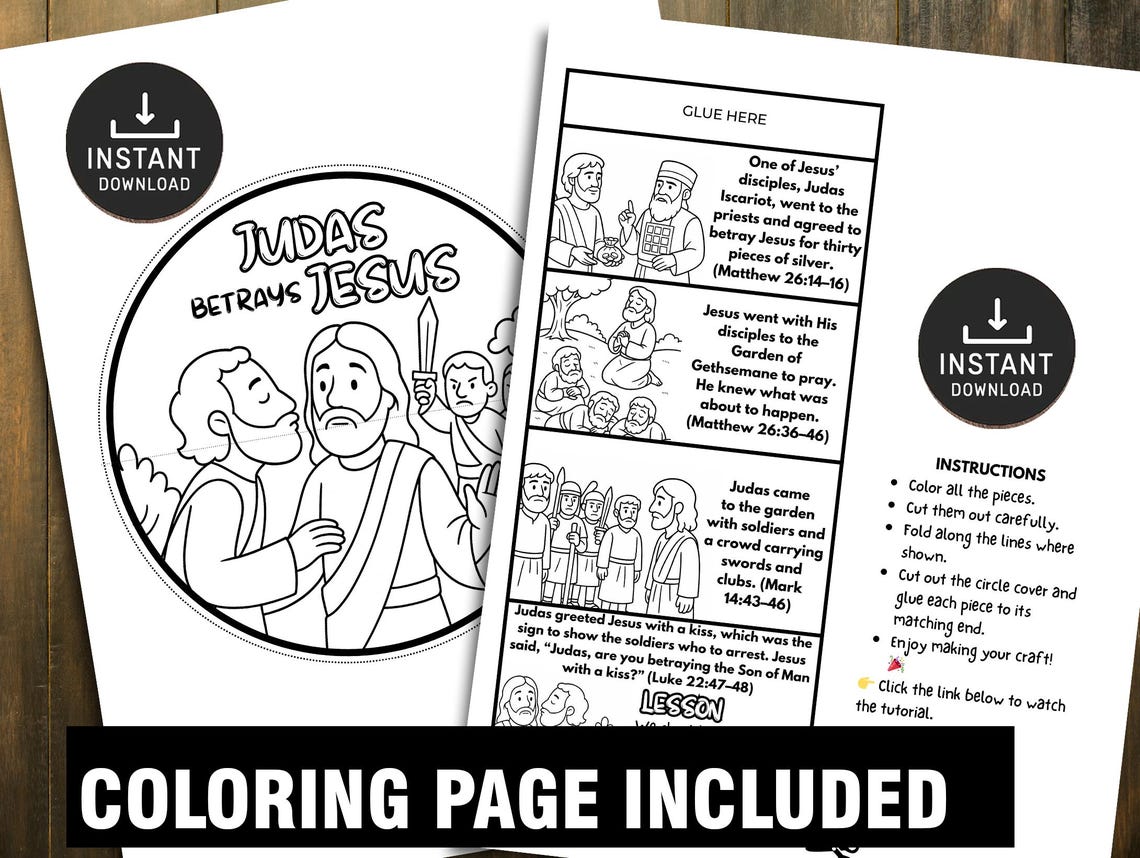 Judas Betrays Jesus Folding Surprise Bible Story Craft, Kids Bible ...