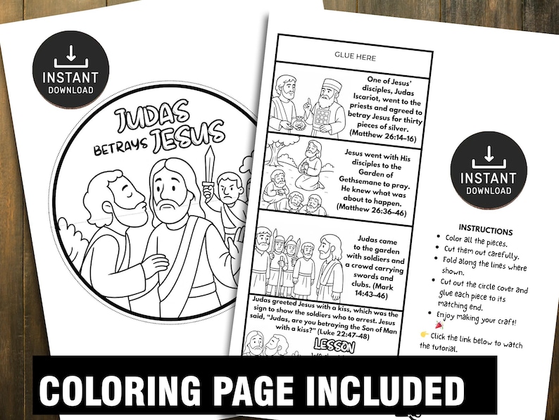 Judas Betrays Jesus Folding Surprise Bible Story Craft, Kids Bible ...