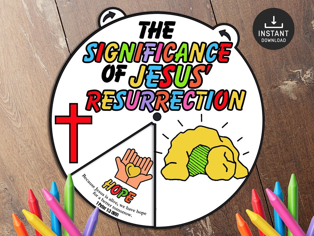 Jesus Resurrection Coloring Wheel, Easter Bible Lesson, Sunday School ...