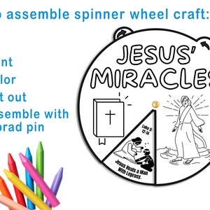 Jesus Miracles Coloring Wheel, Printable Bible Verse Activity, Kids ...