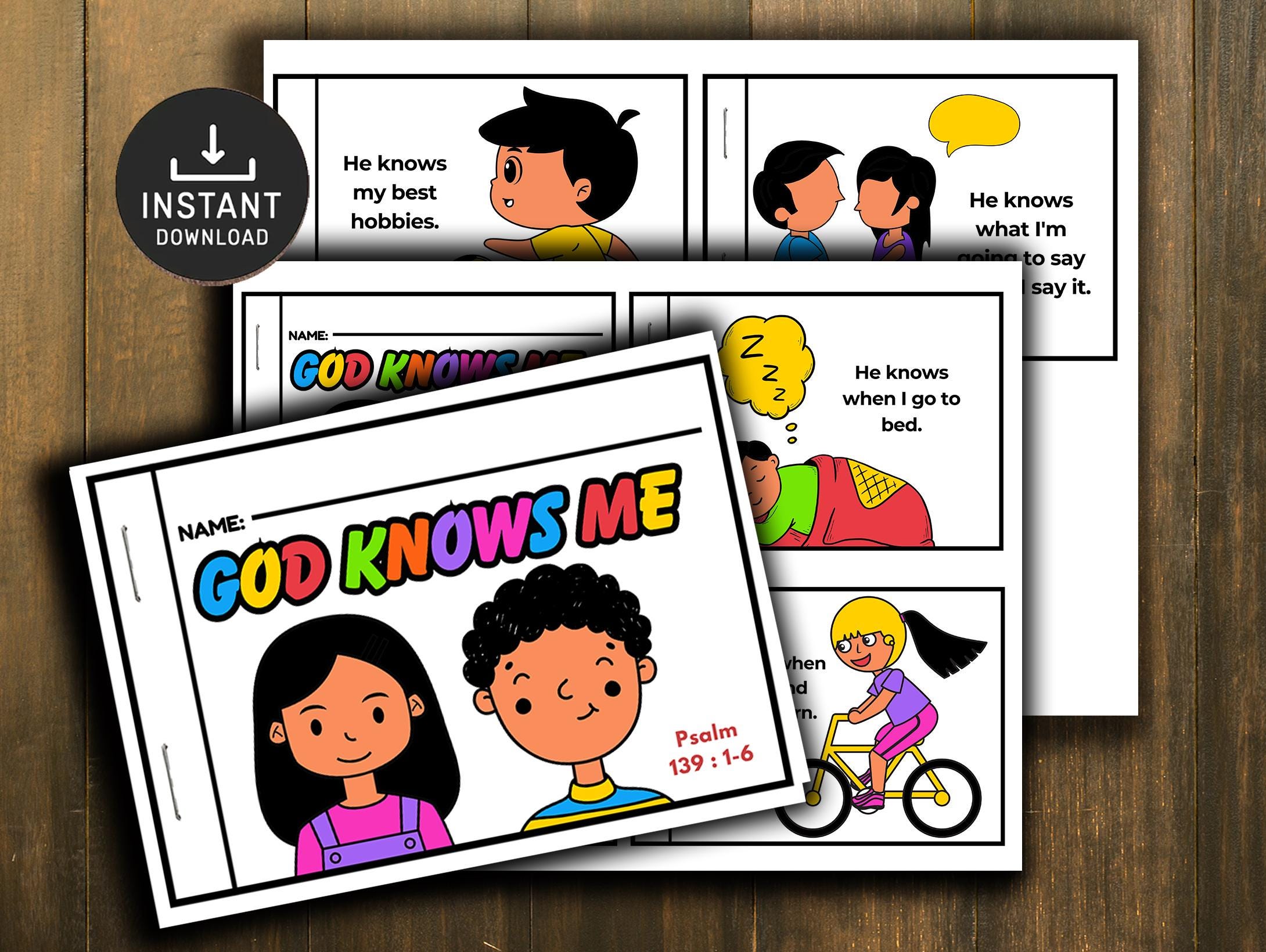 God Knows Me Mini Book, Psalm 139, Bible Story Activity, Bible Lesson ...