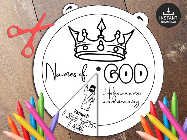 Names of God Coloring Wheel, Hebrew Names, Bible Activity, Bible Lesson ...