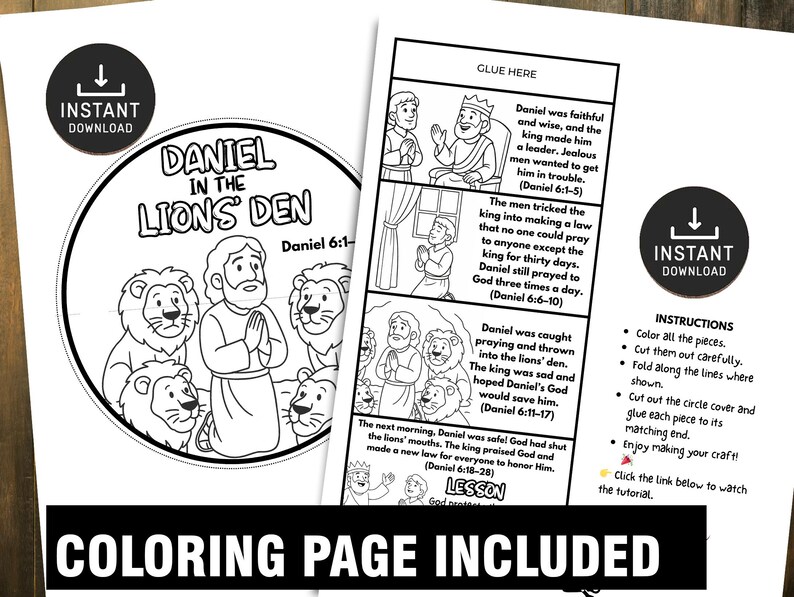 Daniel in the Lions Den Bible Story Craft, Sunday School (digital ...