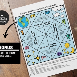 Days of Creation Paper Craft, Bible Story Activity, Sunday School Craft ...