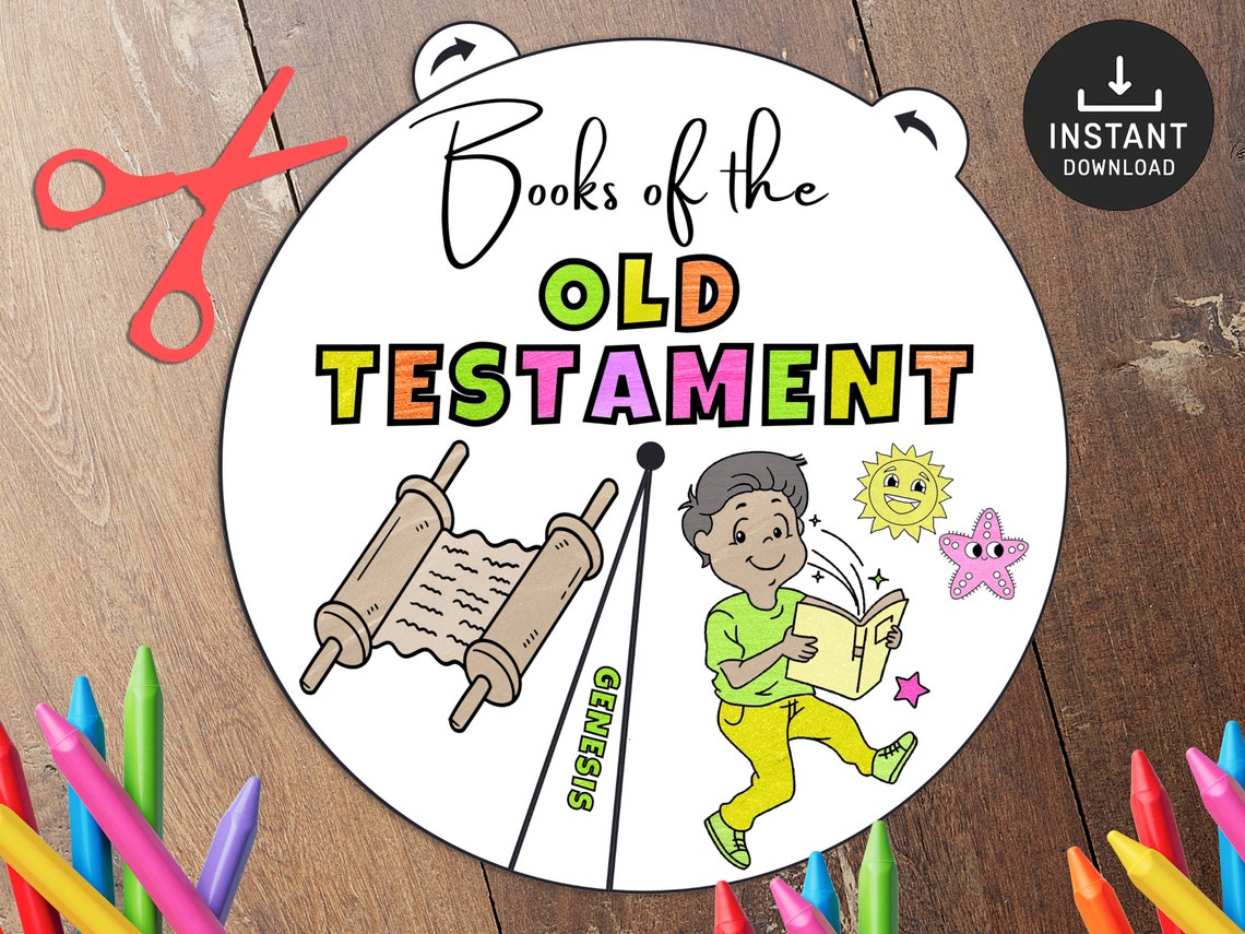 Books of the Bible, Old & New Testament Coloring Wheel, Printable Bible ...