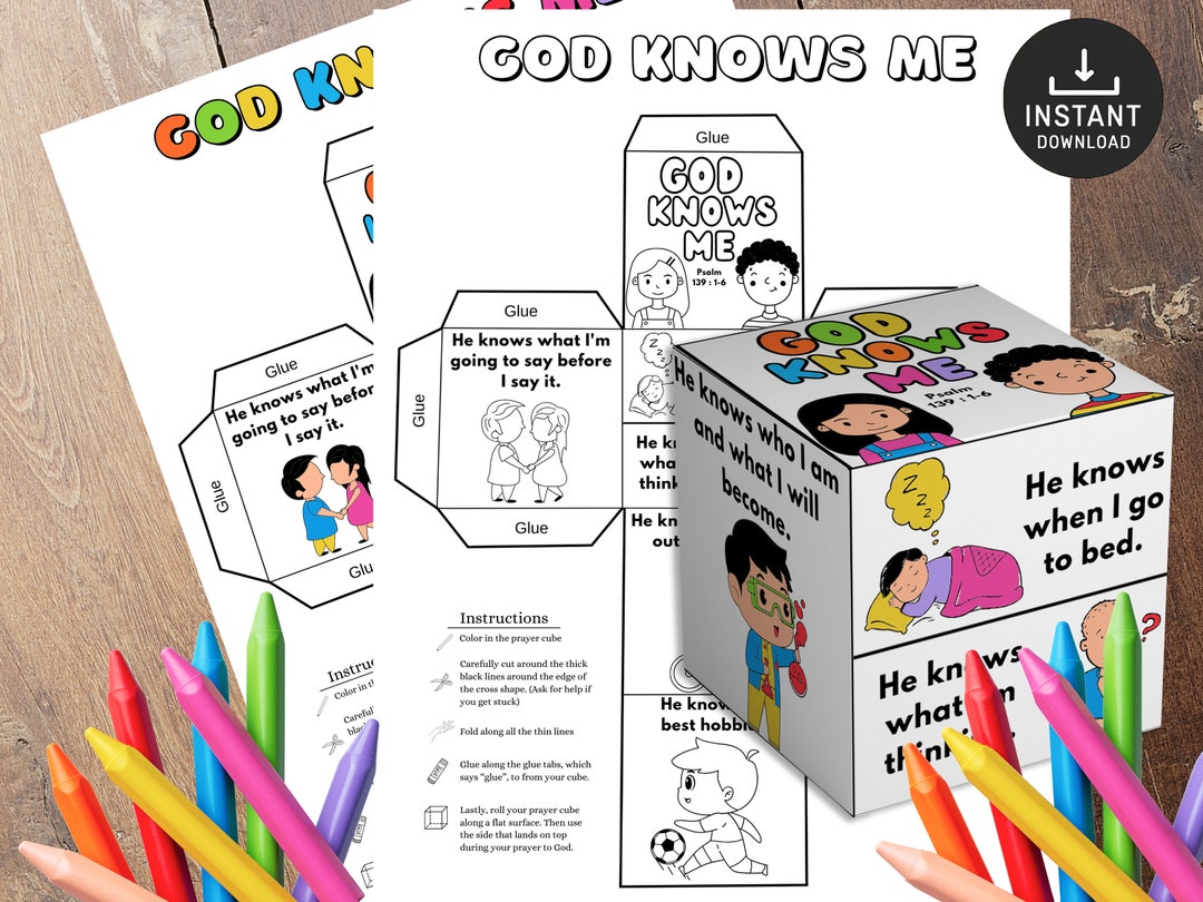 God Knows Me Coloring Cube, Psalm 139 Bible Story Activity, Kids Bible ...
