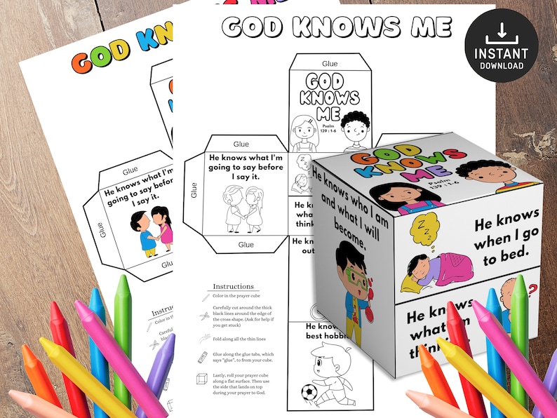 God Knows Me Coloring Cube, Psalm 139 Bible Story Activity, Kids Bible ...