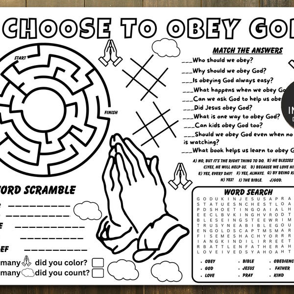 Obey God Bible Crafts Kids - Etsy