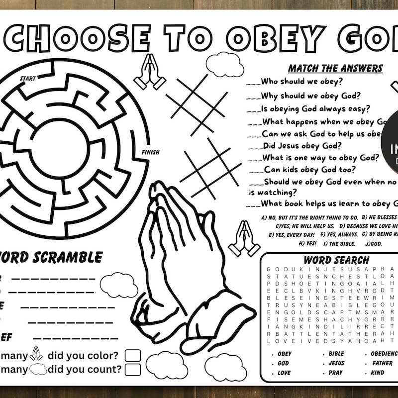 Obey God Bible Crafts Kids - Etsy