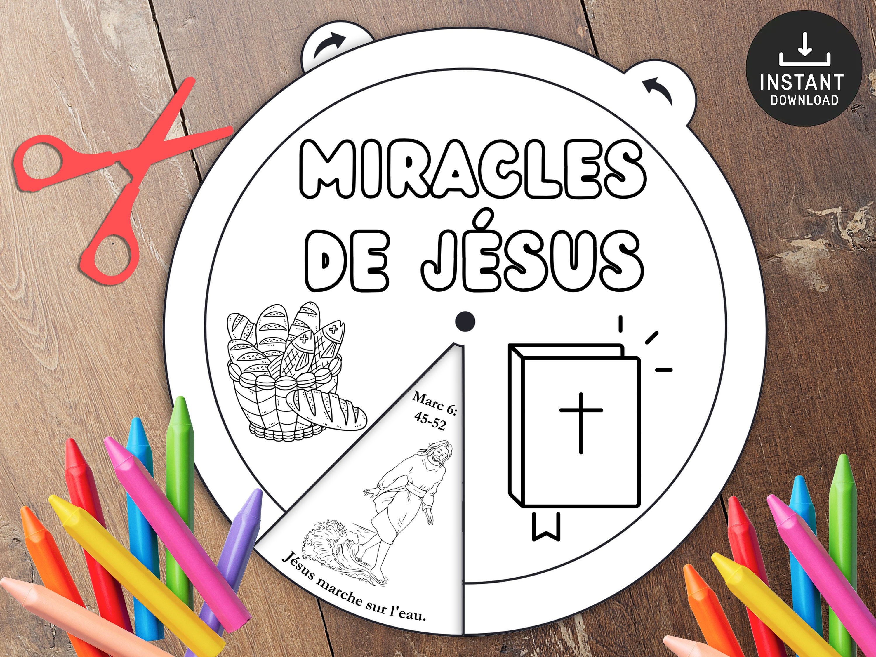Miracles of Jesus Coloring Wheel, Printable Bible Verse Activity ...