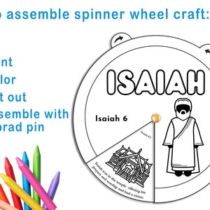 Isaiah Coloring Wheel, Printable Bible Activity, Watercolor, Kids Bible ...