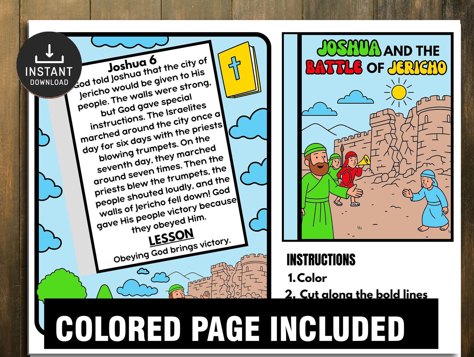 Joshua and the Battle of Jericho Mini Book, Sunday School Craft, Bible ...