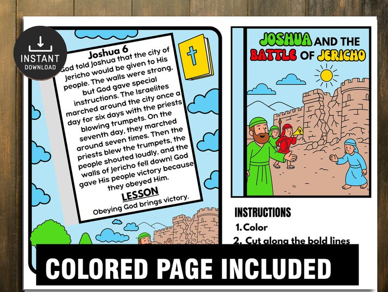 Joshua and the Battle of Jericho Mini Book, Sunday School Craft, Bible ...