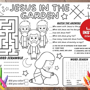 Jesus in the Garden of Gethsemane Activity Placemat, Easter Holy Week ...