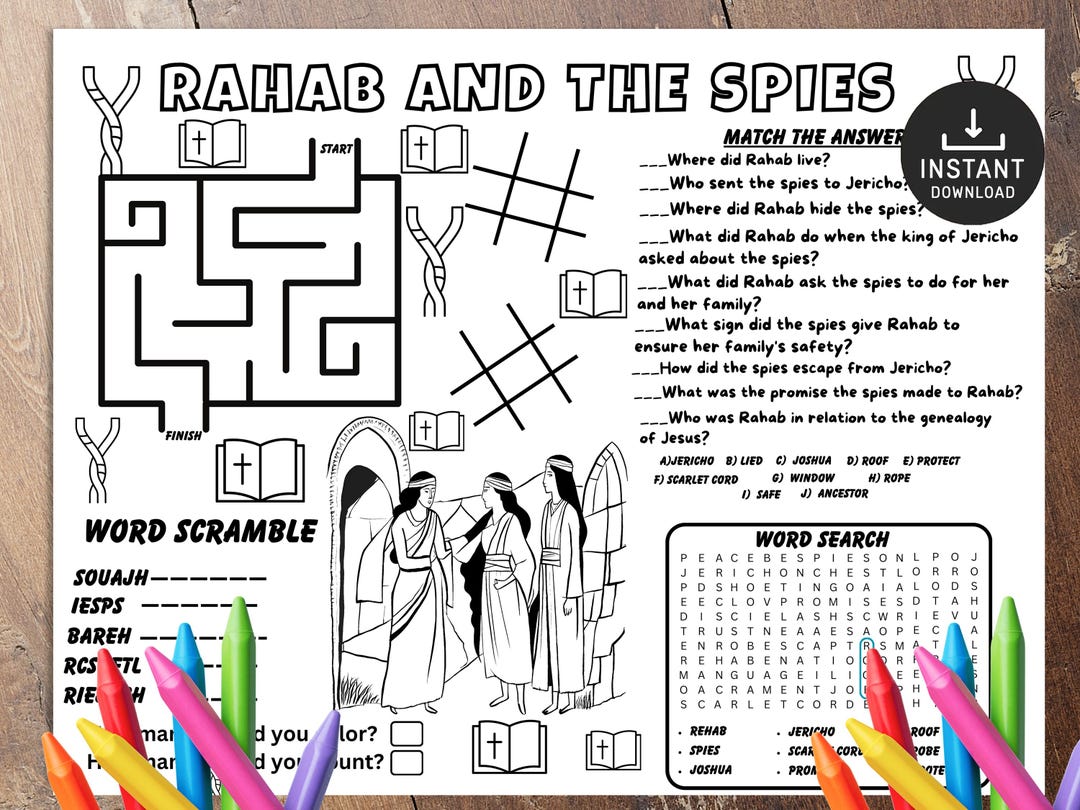 Rahab and the Spies Activity Placemat, Bible Activity, Sunday School ...