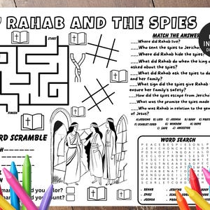Rahab and the Spies Activity Placemat, Bible Activity, Sunday School ...