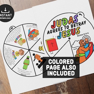 Judas Betrays Jesus Coloring Wheel Easter Bible Story Lesson Wheel ...